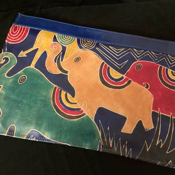 Hand Crafted | Bags | Leather Hand Crafted Clutch Purse With Colorful ...